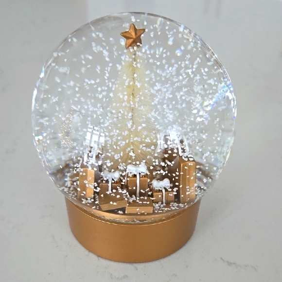 Holiday | Golden Snow Globe With Shopping Bags Gift Boxes Star Tree ...